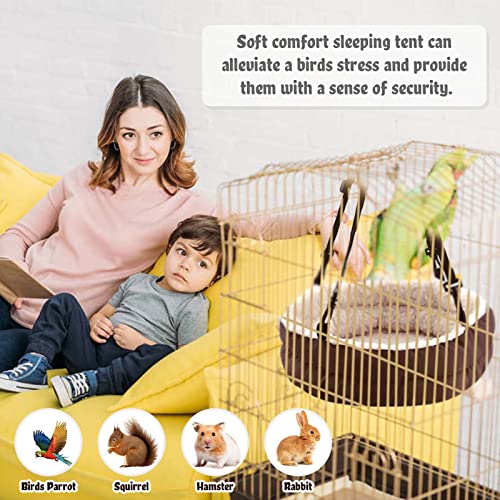 Bird Nest Hanging Snuggle House Hut Shed, Parakeet Cage Plush Cozy Bed Hideaway Hammock, Birds Winter Warm Cave Tents Toy for Grey African Cockatiels Budgies Lovebird Amazon Finch Parrots Hamster