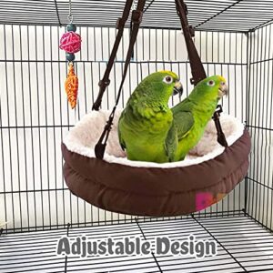 Bird Nest Hanging Snuggle House Hut Shed, Parakeet Cage Plush Cozy Bed Hideaway Hammock, Birds Winter Warm Cave Tents Toy for Grey African Cockatiels Budgies Lovebird Amazon Finch Parrots Hamster