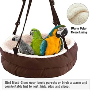 Bird Nest Hanging Snuggle House Hut Shed, Parakeet Cage Plush Cozy Bed Hideaway Hammock, Birds Winter Warm Cave Tents Toy for Grey African Cockatiels Budgies Lovebird Amazon Finch Parrots Hamster