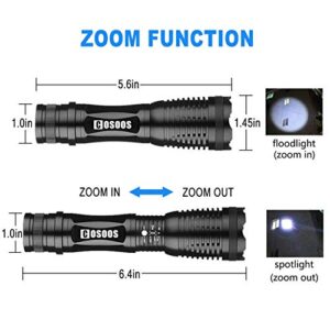 2 Pack UV Flashlight BlackLight, COSOOS 2 in 1 LED Tactical Flashlight & 395nm Black Light Pet Urine Detector for Dog/Cat Urine, Dry Stains, Bed Bugs, Scorpions.