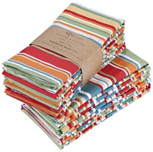 ruvanti cloth napkins set of 12 cotton 100%, 20x20 inches napkins cloth washable, soft, absorbent. cotton napkins for parties, christmas, thanksgiving, weddings, dinner napkins cloth - multi stripes