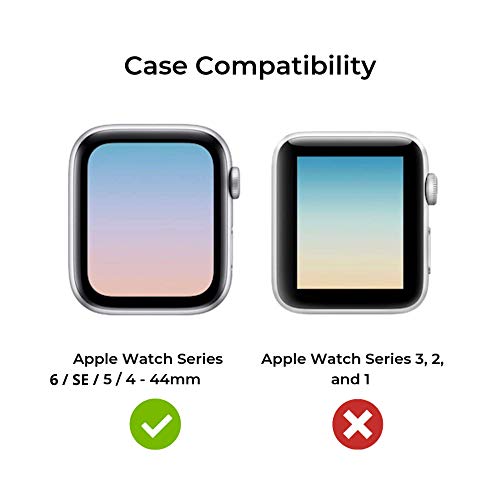 elkson Compatible with Apple Watch 44mm Bumper Case, Quattro Series Rugged Case for Apple Watch SE 2 and iWatch Series 6 5 4, Military Grade Durable Protective Cover, Flexible Shock Proof, White