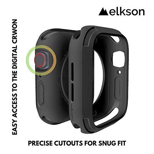 elkson Compatible with Apple Watch 44mm Bumper Case, Quattro Series Rugged Case for Apple Watch SE 2 and iWatch Series 6 5 4, Military Grade Durable Protective Cover, Flexible Shock Proof, White