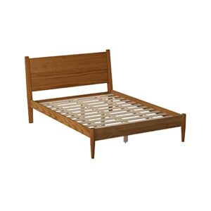 Mid-Century Panel Bed - Queen Size - Castanho Finish