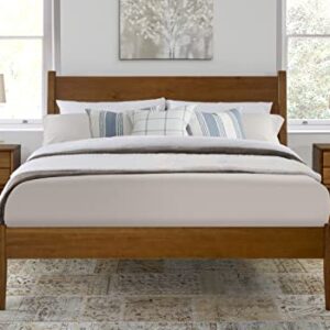 Mid-Century Panel Bed - Queen Size - Castanho Finish