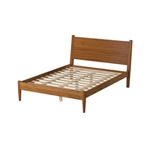 Mid-Century Panel Bed - Queen Size - Castanho Finish