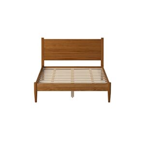 Mid-Century Panel Bed - Queen Size - Castanho Finish