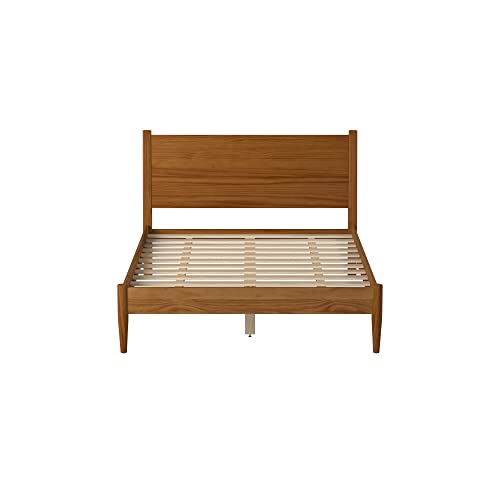 Mid-Century Panel Bed - Queen Size - Castanho Finish