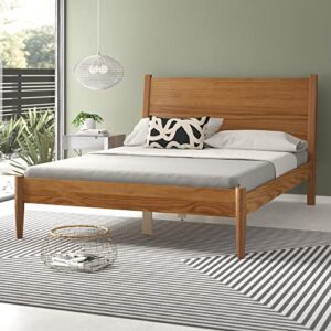 Mid-Century Panel Bed - Queen Size - Castanho Finish