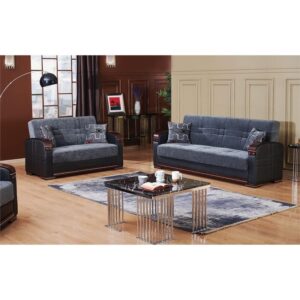 BEYAN Montana Gray Black Modern Two-Tone Upholstered Convertible Sleeper Sofa with Storage, 88"