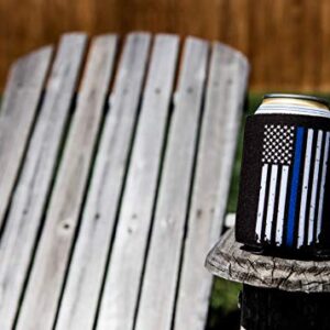 Police Officer Gifts for Men - Thin Blue Line Beverage Can Cooler Sleeves - Law Enforcement Blue Lives Matter Insulated Beer Holder with Blue Stripe American Flag - Police Department Ideas, 6-Pack