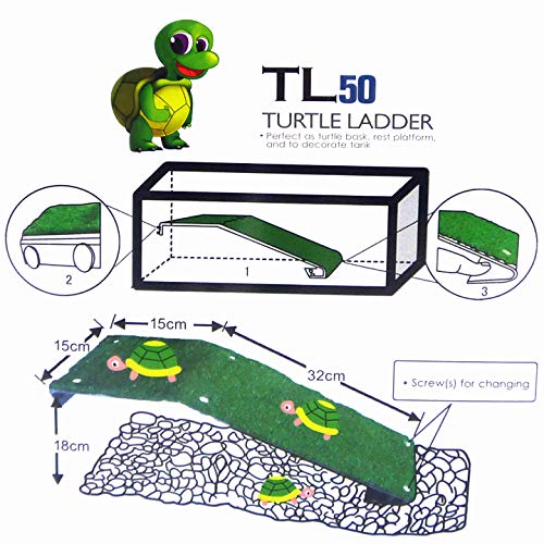 XMHF Artificial Turtle Ladder Basking Platform Aquarium Fish Tank Plastic Grass Animal Reptile Pier Green