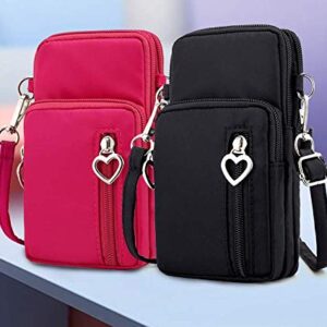 Roomy Travel Small Wristlet Crossbody Bag Cell Phone Purse Wallet Sports Armband Running Holder for iPhone 11/12 Mini/ 13 Pro/Xs Max/XR/ 8 Plus/SE/Google Pixel 6/5/ 4a/ 4a 5G (Magneta)