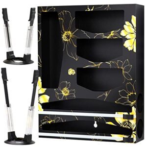 elba ziplock bag organizer black unique design - 6 in 1 bamboo plastic bags drawer organizer, kitchen plastic bags ziplock & aluminum foil dispenser, ziplock bag organizer storage with wrap dispenser