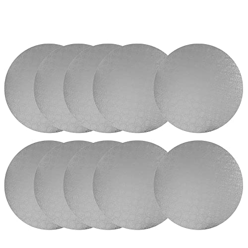 O'CREME Silver Wraparound Cake Pastry Round Drum Board 1/4 Inch Thick, 12 Inch Diameter - Pack of 10