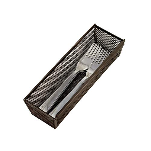 Smart Design Drawer Organizer - 9 x 3 Inch - Steel Metal Mesh Tray - with Interlocking Arm Connection - Utensils, Silverware, Organization - Kitchen - Bronze