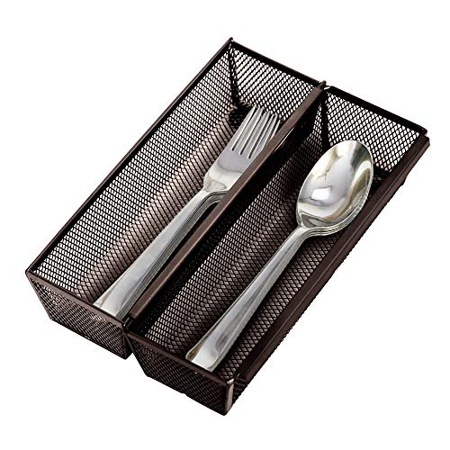 Smart Design Drawer Organizer - 9 x 3 Inch - Steel Metal Mesh Tray - with Interlocking Arm Connection - Utensils, Silverware, Organization - Kitchen - Bronze