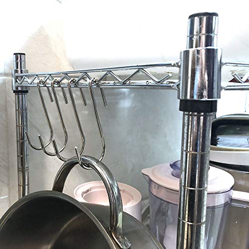 LQJ Pro Large S Hooks Anti-Rust Hang Iron Cast Pots and Pans from Wire Rack Shelf Narrow End Don't Come Off 7 Pack 3.7" Length Solid Metal Hang Tools Kitchenware Belt Handbag in Closet Pantry Garden