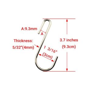 LQJ Pro Large S Hooks Anti-Rust Hang Iron Cast Pots and Pans from Wire Rack Shelf Narrow End Don't Come Off 7 Pack 3.7" Length Solid Metal Hang Tools Kitchenware Belt Handbag in Closet Pantry Garden