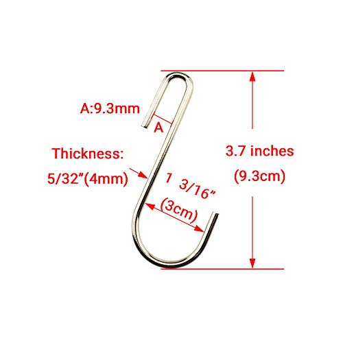 LQJ Pro Large S Hooks Anti-Rust Hang Iron Cast Pots and Pans from Wire Rack Shelf Narrow End Don't Come Off 7 Pack 3.7" Length Solid Metal Hang Tools Kitchenware Belt Handbag in Closet Pantry Garden