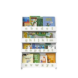 Tidy Books® White Bookshelf for Kids (Age 0-10) Grey Alphabet, Book Storage for Kids, Montessori, Book Rack for Kids, Front Facing, 45 x 30 x 3 in, Eco Friendly, Handmade, The Original Since 2004.…