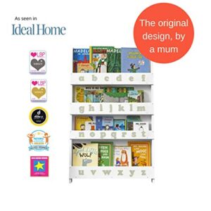 Tidy Books® White Bookshelf for Kids (Age 0-10) Grey Alphabet, Book Storage for Kids, Montessori, Book Rack for Kids, Front Facing, 45 x 30 x 3 in, Eco Friendly, Handmade, The Original Since 2004.…