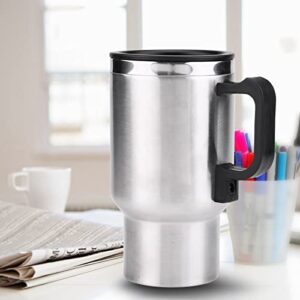 Heated Travel Mug, 12V 450ml Electric Incar Stainless Steel Travel Heating Cup Coffee Tea Car Cup Mug with Anti-Spill Lid Car Electric Kettle for Heating Water, Coffee, Milk and Tea