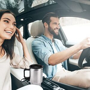 Heated Travel Mug, 12V 450ml Electric Incar Stainless Steel Travel Heating Cup Coffee Tea Car Cup Mug with Anti-Spill Lid Car Electric Kettle for Heating Water, Coffee, Milk and Tea