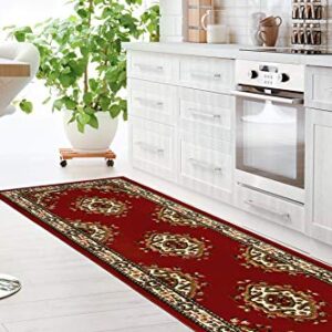 Antep Rugs Kashan King Collection Himalayas Oriental Polypropylene Indoor Area Rug Runner (Maroon/Beige, 2' x 7')