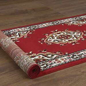 Antep Rugs Kashan King Collection Himalayas Oriental Polypropylene Indoor Area Rug Runner (Maroon/Beige, 2' x 7')