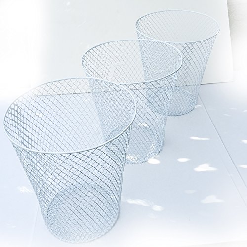 ESSENTIALS Wire Mesh Waste Basket (3, White)