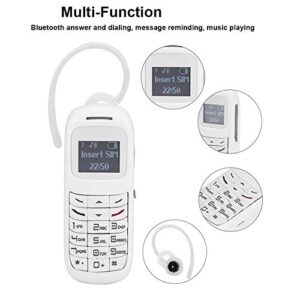 ASHATA Mini Small Mobile Cell Phone, Mini Mobile Cell Phone Mini Mobile Phone Bluetooth Dialer with Headset Cellphone Earphone Ear Hook Support SIM, Mp3, Long Standby Time(White)