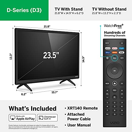 VIZIO 24-inch D-Series 720p Smart TV with Apple AirPlay and Chromecast Built-in, Alexa Compatibility, D24h-J09, 2021 Model