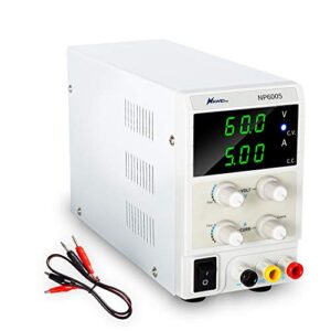 60v 5a dc bench power supply variable 3-digital led display with cc/cv mode- free alligator leads for repair, lab, diy tool, electronic research, powering ebike, tinkering