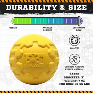 SodaPup Industrial Dog Gear Ball – Durable Ball Toy, Chew Toy, & Treat Dispenser Made in USA from Non-Toxic, Pet-Safe, Food Safe Natural Rubber Material for Bonding, Mental & Physical Exercise, & More