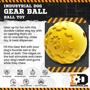 SodaPup Industrial Dog Gear Ball – Durable Ball Toy, Chew Toy, & Treat Dispenser Made in USA from Non-Toxic, Pet-Safe, Food Safe Natural Rubber Material for Bonding, Mental & Physical Exercise, & More