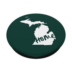 Michigan Home State Map Green & White PopSockets PopGrip: Swappable Grip for Phones & Tablets