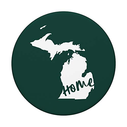 Michigan Home State Map Green & White PopSockets PopGrip: Swappable Grip for Phones & Tablets