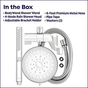 Waterpik High Pressure Handheld Wand and Rain Shower Head Combo with 8-Foot Long Metal Hose, BodyWand Spa System with 7 Spray Modes for Hair and Body, Chrome