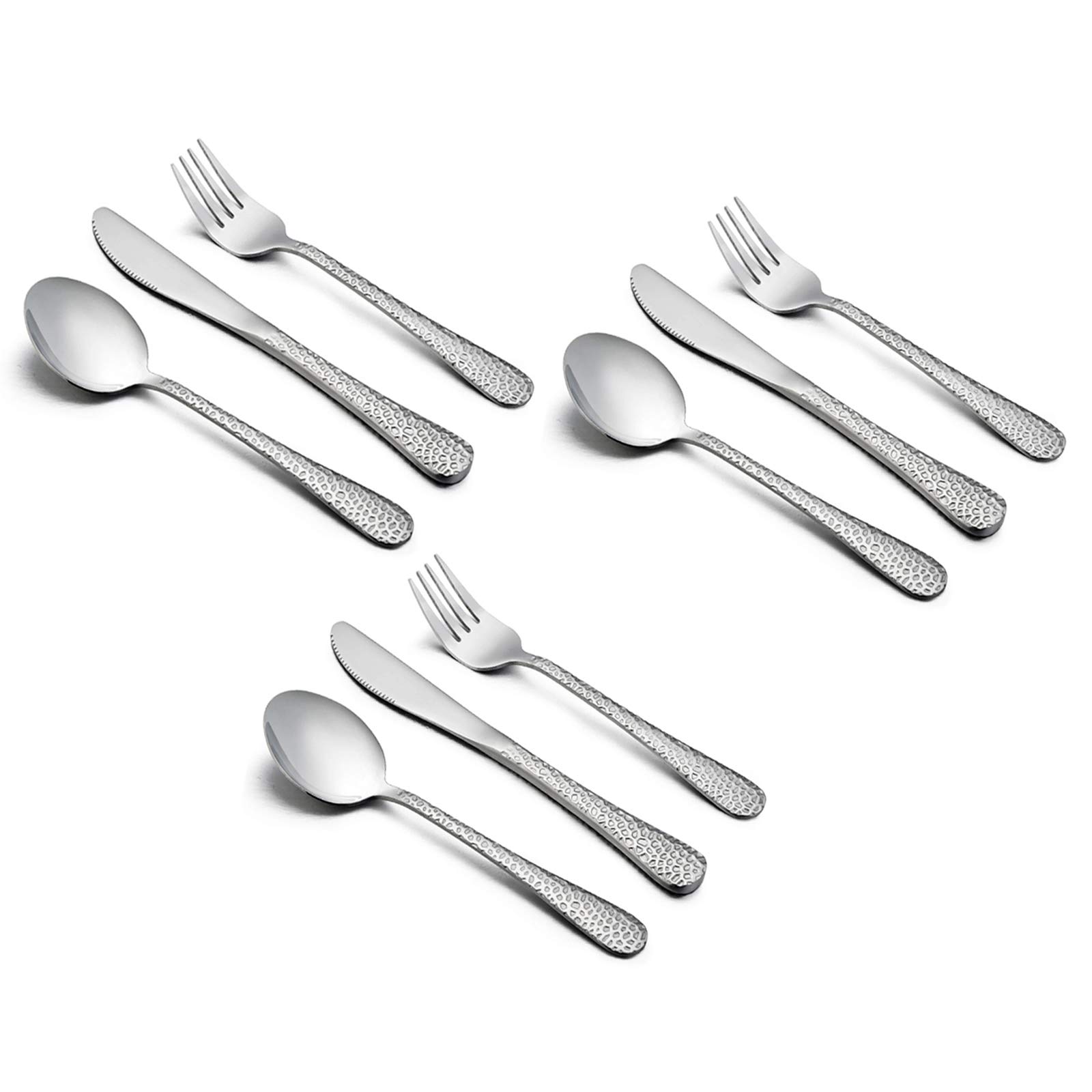 9-Piece Toddler Kids Silverware Flatware Set, HaWare Stainless Steel Hammered(Adult Look) Preschooler Eating Utensils, Adult Diet Tableware, Includes 3 Spoons 3 Forks 3 Butter Knives, Dishwasher Safe