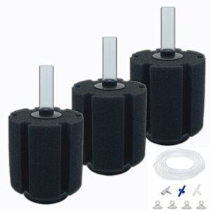 AQUAPAPA Bio Sponge Filter for Betta Fry Aquarium Fish Tank Up to 60 Gal ea. 3-Pack (L)