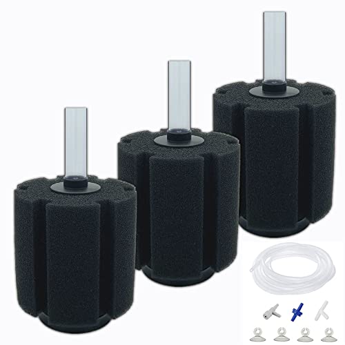 AQUAPAPA Bio Sponge Filter for Betta Fry Aquarium Fish Tank Up to 60 Gal ea. 3-Pack (L)