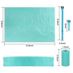 POQOD Dog Poop Bags - Leak-Proof Dog Waste Bags, Clean up Pet Poo Bag Refills 9 Rolls /135 Count, (Greenish-Blue) Includes Free Bone Dispenser and D-Ring Carabiners Clip