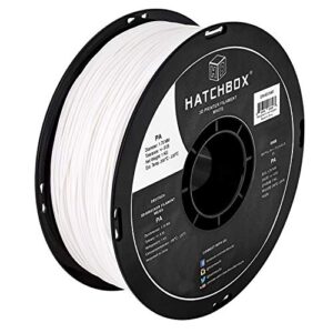 hatchbox pa nylon 3d printer filament, dimensional accuracy +/- 0.05 mm, 1 kg spool, 1.75 mm, white