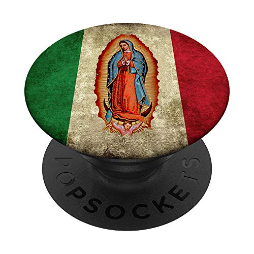 Our Lady Virgen De Guadalupe Mexican Flag PopSockets Swappable PopGrip