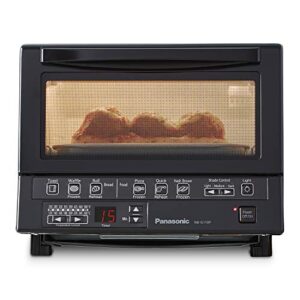 panasonic nb-g110p-k toaster oven flashxpress with double infrared heating and removable 9-inch inner baking tray, 1300w, 4-slice, black