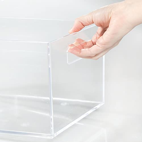 mDesign Modern Plastic Kitchen Pantry Cabinet, Refrigerator Food Storage Bin with Handles - Organizer for Fruit, Yogurt, Snacks, Pasta - 12" Long - 2 Pack - Clear