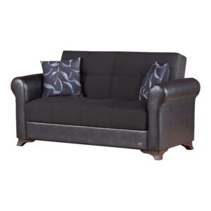 beyan passaic mid century modern convertible loveseat with storage, 65", black