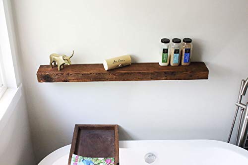 Parkco Rustic Fireplace Floating Mantel Shelf - Rustic Reclaimed Barn Wood Wall Decor. Mounting Hardware Included (18" W x 5" D x 2.75" H)