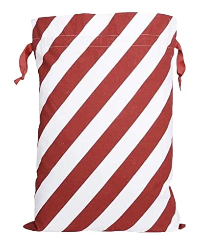 Jolly Jon Large Christmas Bags Santa Sacks - Red Candy Cane Santa Sack - XL Large Reusable Christmas Gift Bag - 17.5 x 24.5 with Drawstring Closure